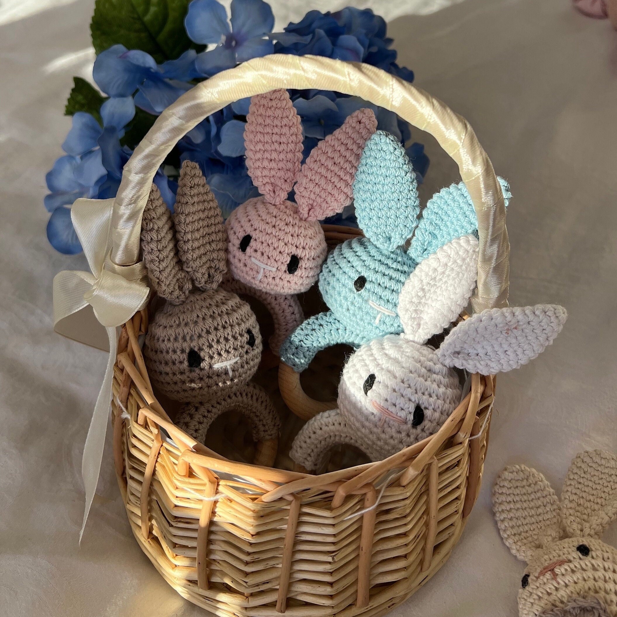 Rabbit Rattle, Rabbit Baby Rattle, Baby Rattle, Baby Toys, Handmade ...