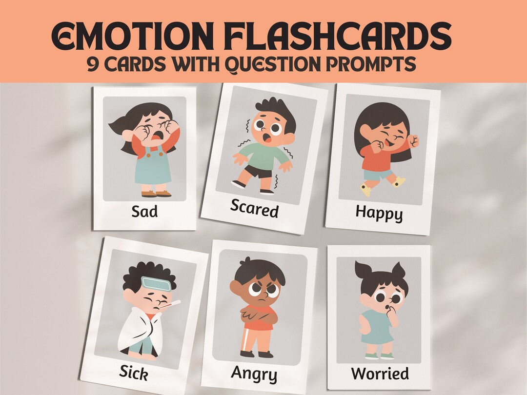 Emotion Flashcards, Feeling Cards, Montessori Emotional Regulation ...