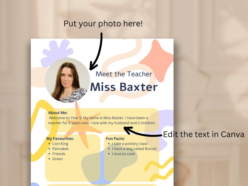 Meet the Teacher Template, Printable, Canva, Back to School Teacher ...