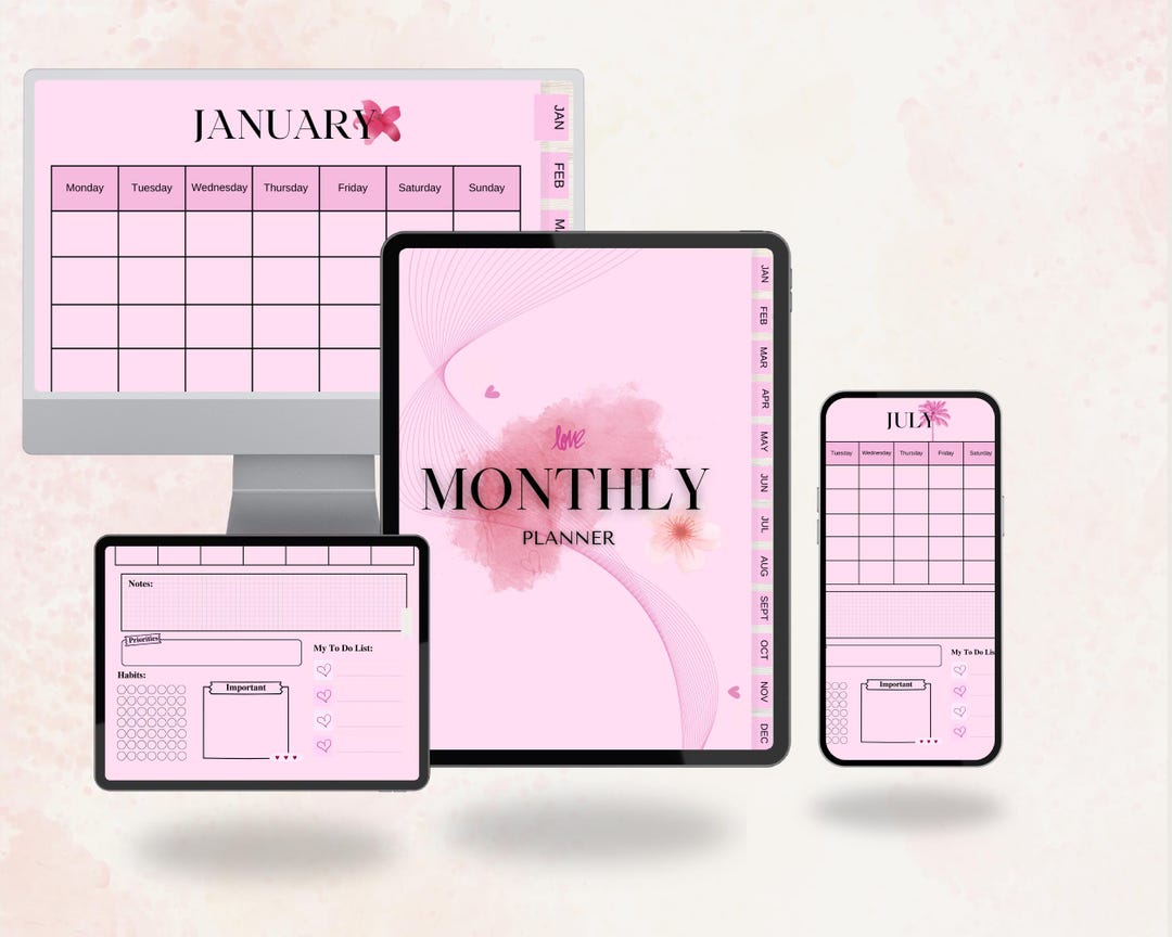 Digital Monthly Planner | Printable Editable PDF | Minimalist Planner ...