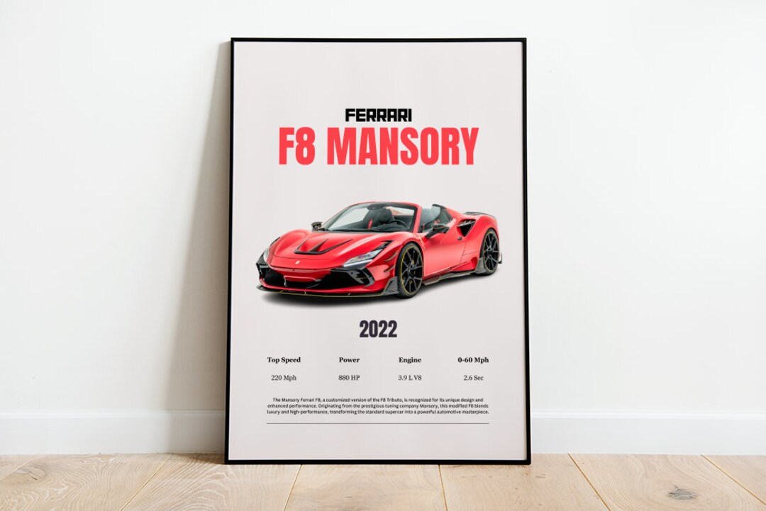 Ferrari F8 Mansory Poster Digital Art, High-resolution Supercar Wall ...