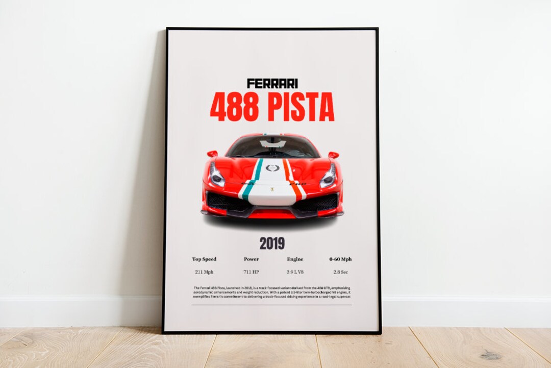 Ferrari 488 Pista Supercar High Quality Poster Art Sports Car Poster ...