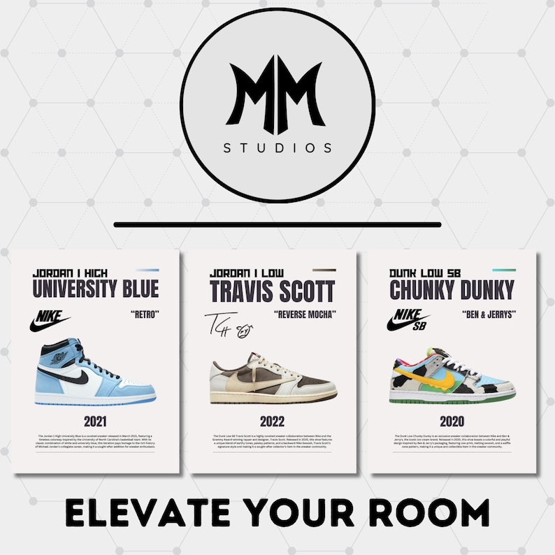 Retro Shoes Poster High Quality Wall Art Vintage Sneaker Hypebeast ...