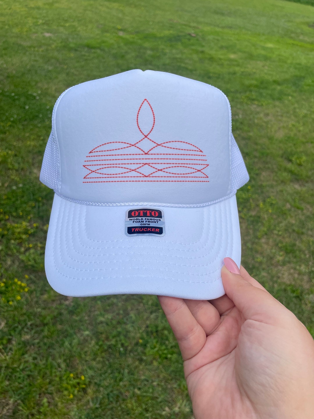 Western Cowboy Boot Stitching Sublimation Trucker Hat - Etsy