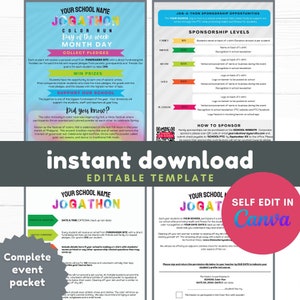 DIY Jogathon Color Run - Editable Template for School Fundraiser - Etsy