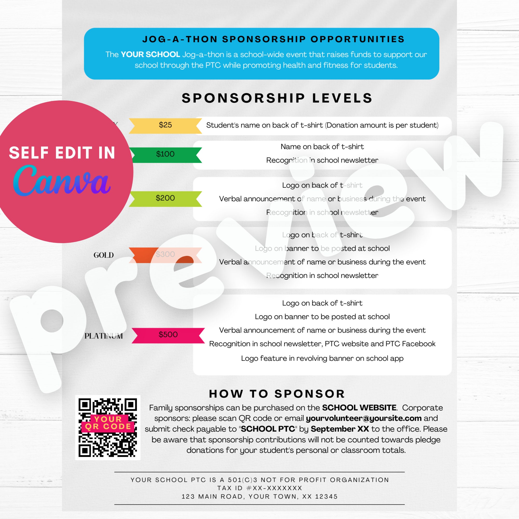 DIY Jogathon Color Run - Editable Template for School Fundraiser - Etsy