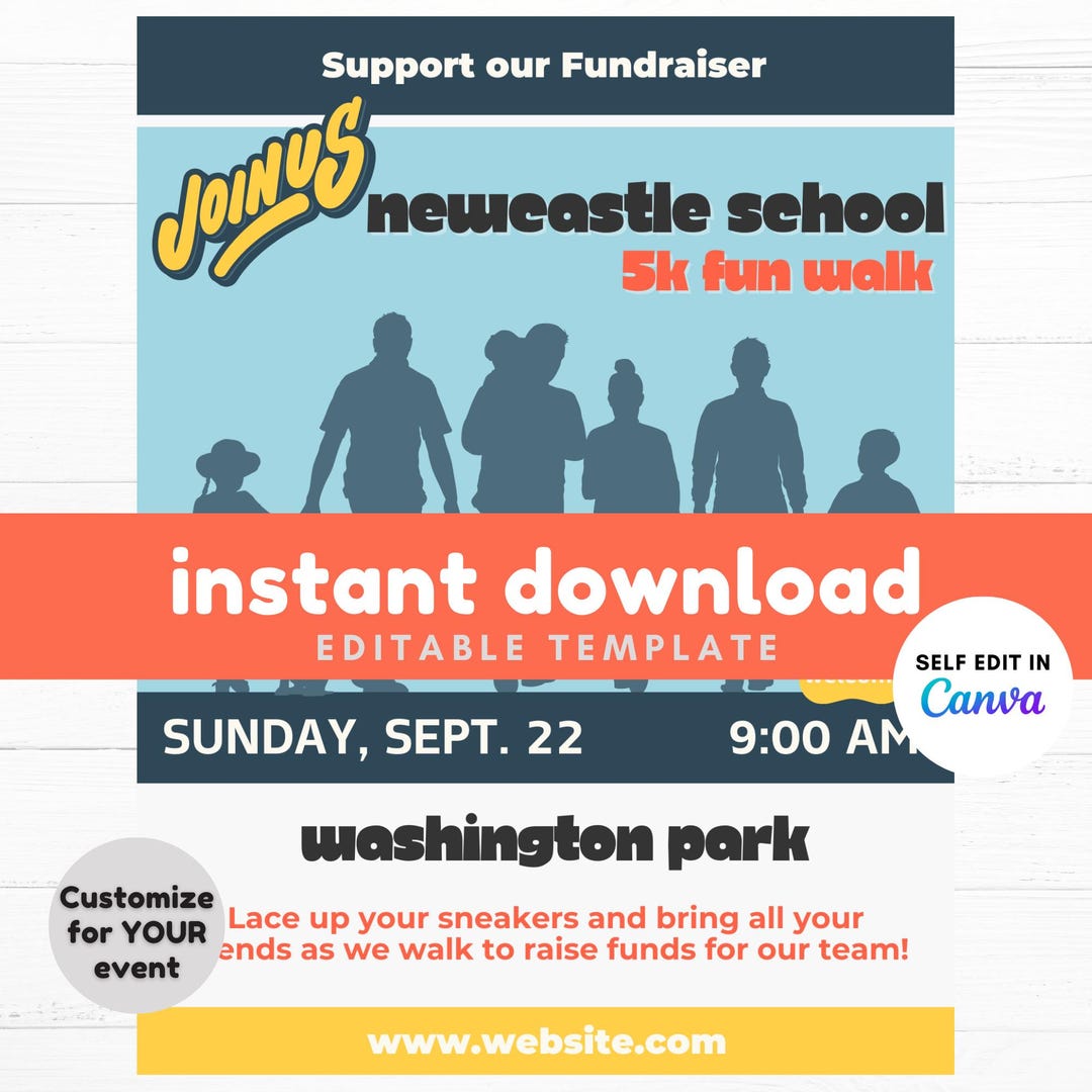 DIY Fun Walk Flyer Template - Editable Template for 5k, Fun Run ...