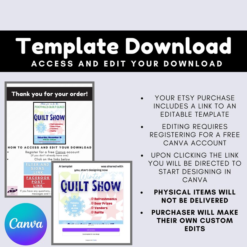 DIY Quilt Show Flyer - Editable Templates Includes Facebook, Instagram ...