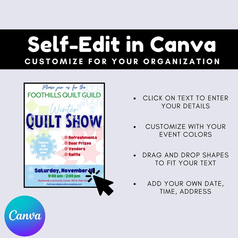DIY Quilt Show Flyer - Editable Templates Includes Facebook, Instagram ...