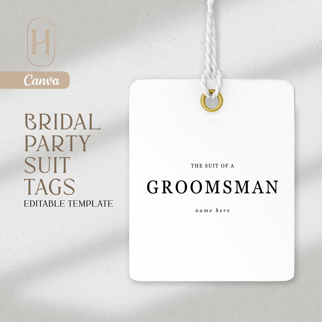 Bridal Party Suit Tags, Wedding Outfit Tags Template, Editable Design ...