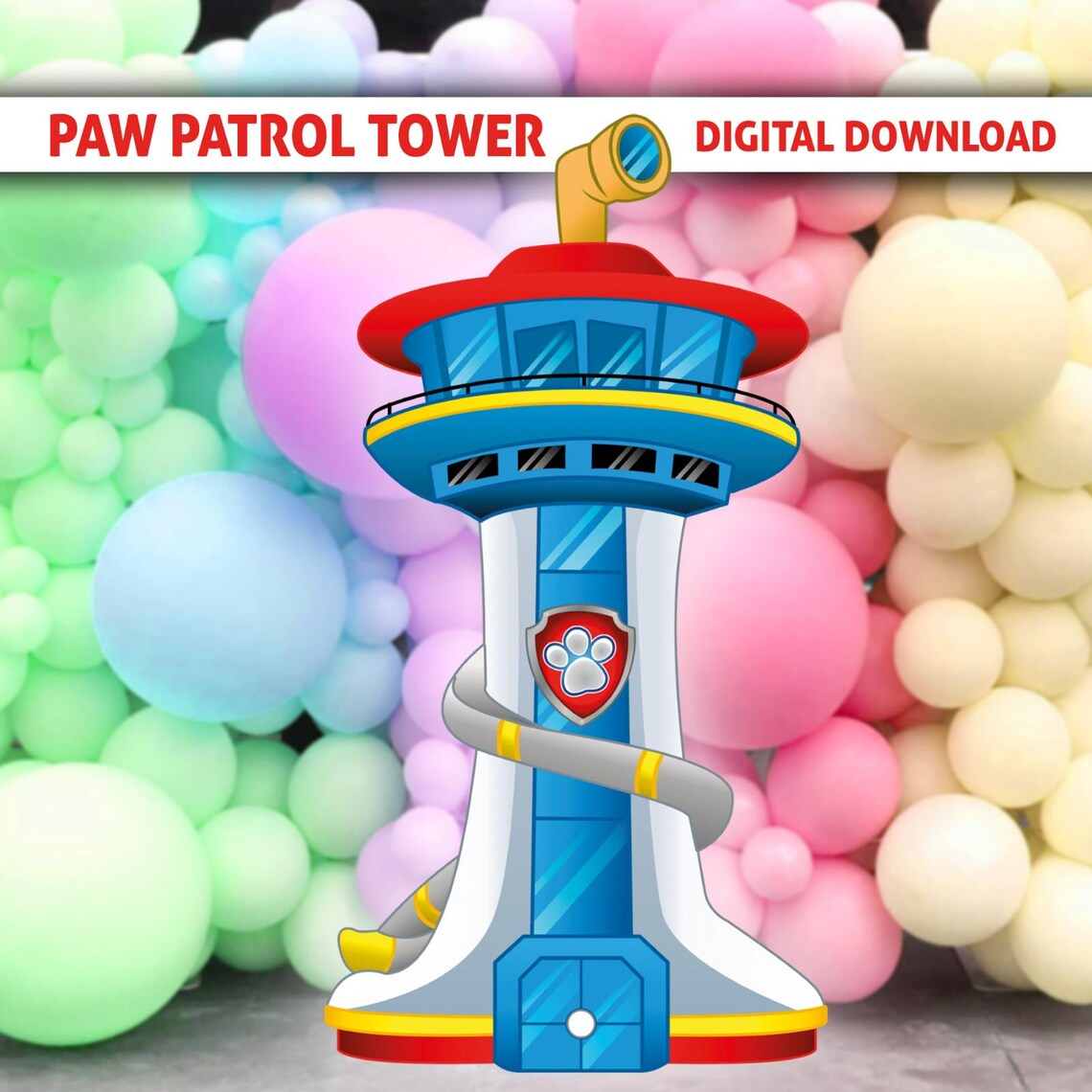 Big Decor Paw Tower,cutout Patrol Tower,png,pdf,party Decor,digital ...