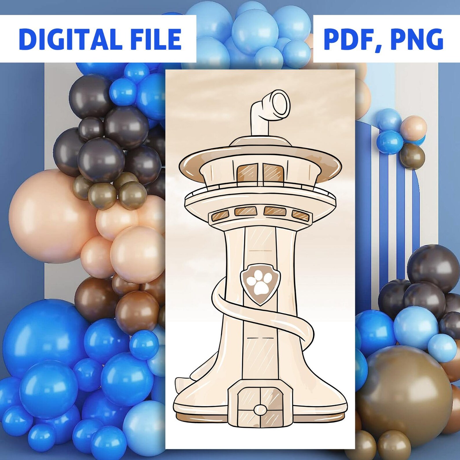 Big Decor Paw Tower,cutout Patrol Tower,png,pdf,party Decor,digital ...