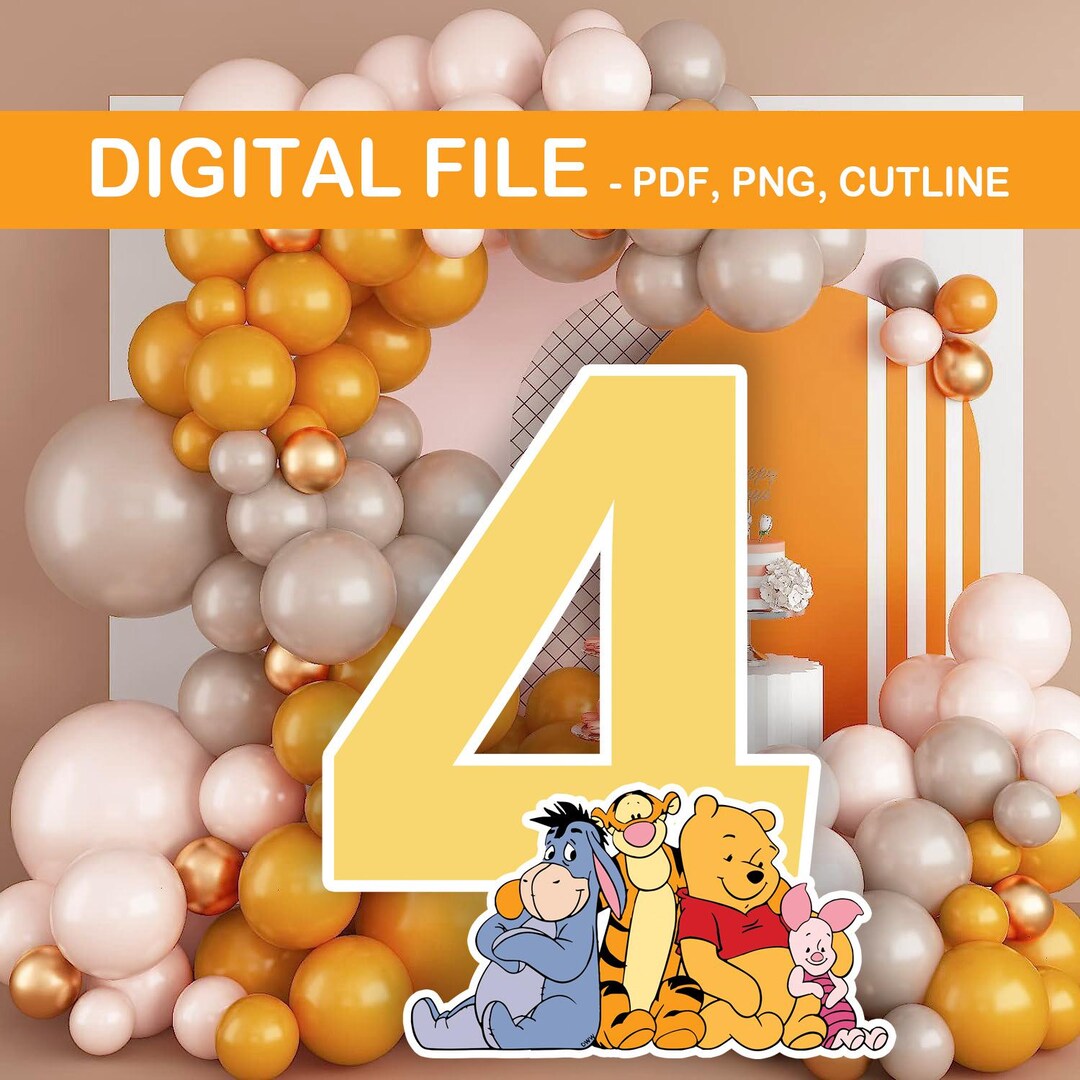 Winnie the Pooh 4th Birthday Decor (digital Download) - Etsy