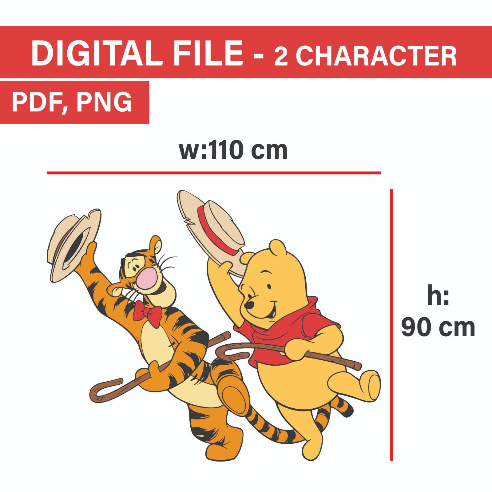 Winnie Pooh and Tigger Png: Party Decoration Prop Baby Shower (digital ...