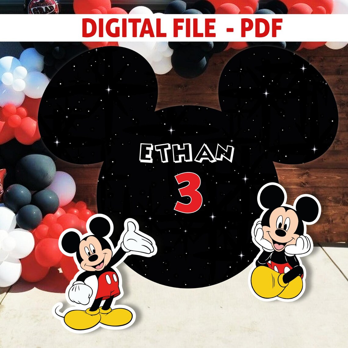 Mouse Theme Party Backdrop: Birthday Decoration (digital Download) - Etsy