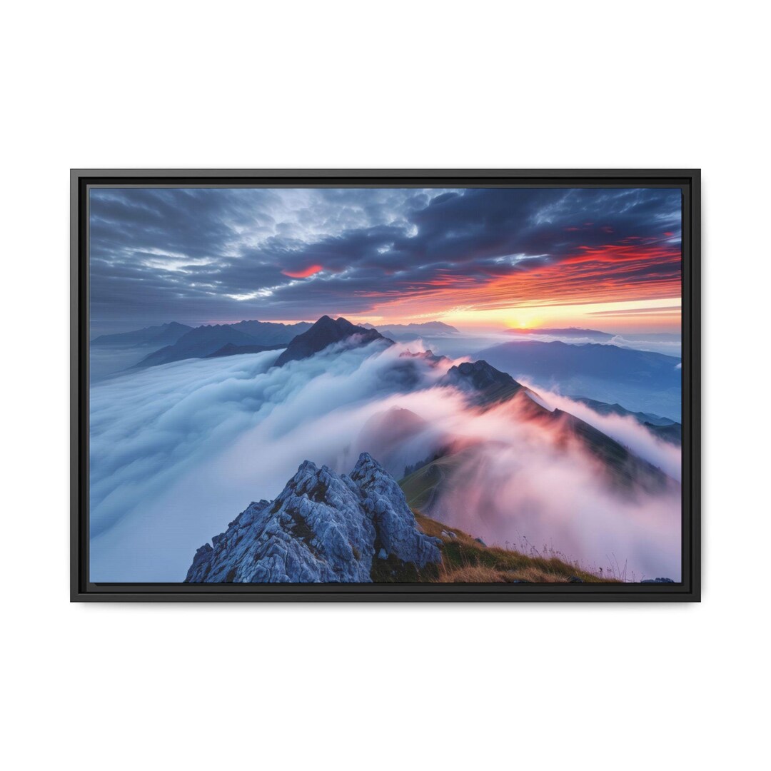 Low Clouds Crawl up a Mountainside and Dissipate Into the Sky Wall Art ...