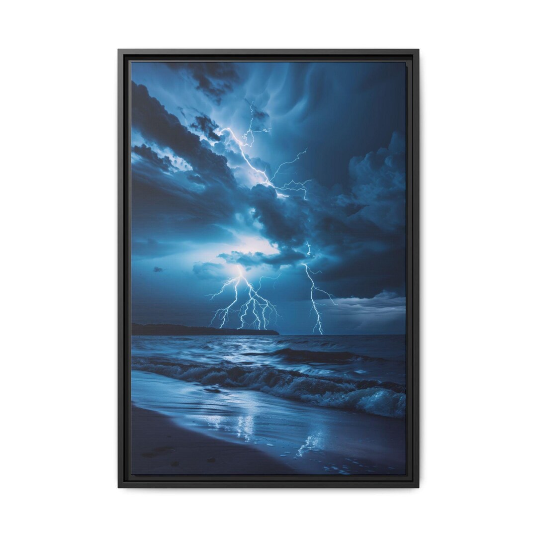 Royal Blue Lightning-filled Sky Reflecting on the Sandy Beach Wall ...