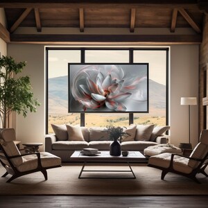 Abstract Lotus Flower With Red Accents Wall Art Design | Canvas Print ...