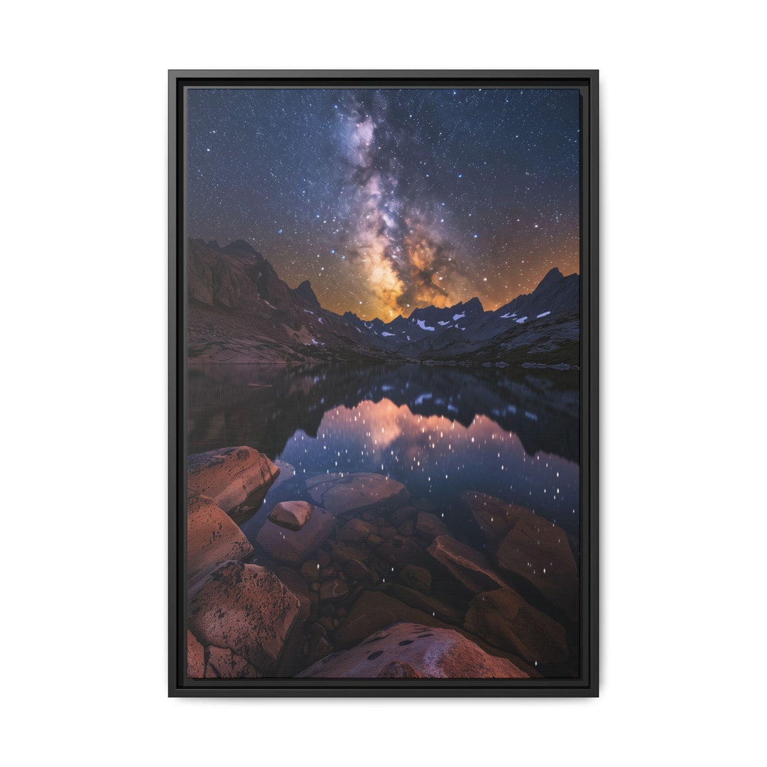 Milky Way Galaxy in a Blue and Brown Sky Reflecting in Mountain Lake ...