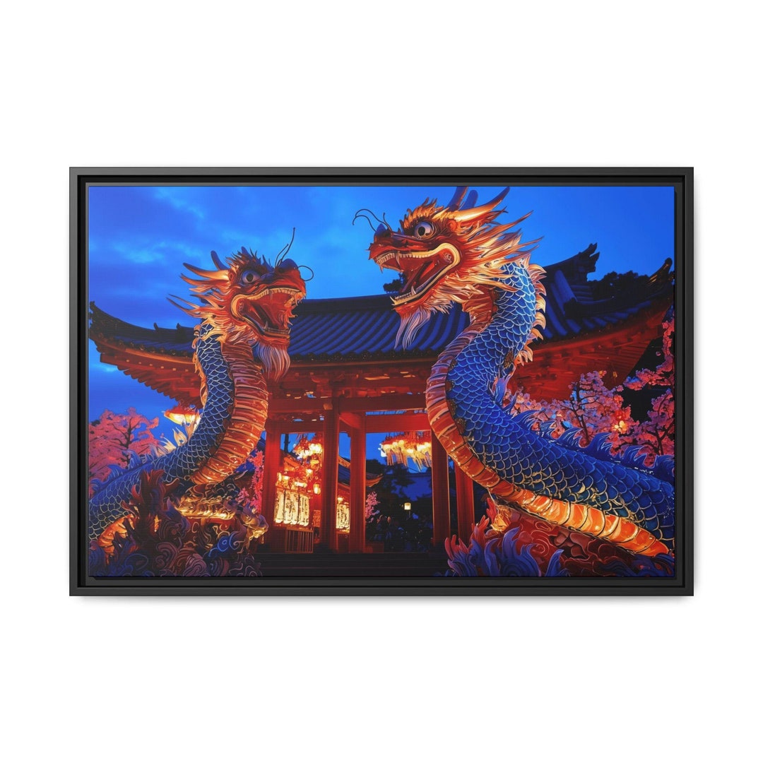Japanese Dragons in Front of a Torii Gate Wall Art Design | Home Office ...