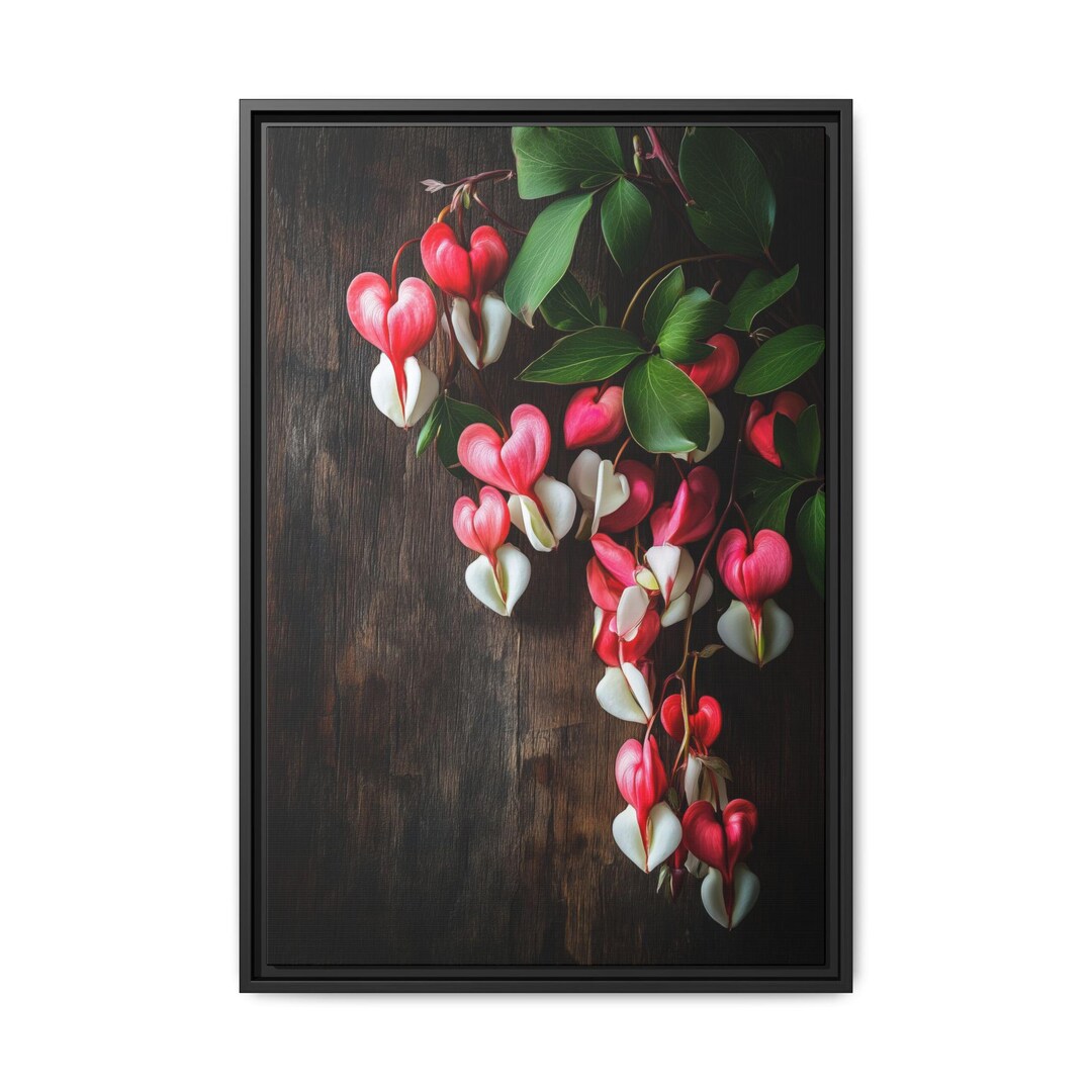 Bleeding Heart Flowers on a Rustic Wooden Background Art Design ...