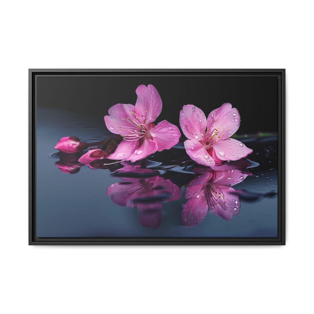 Malva (mallow) Flowers on a Black Background Wall Art Design | Canvas ...