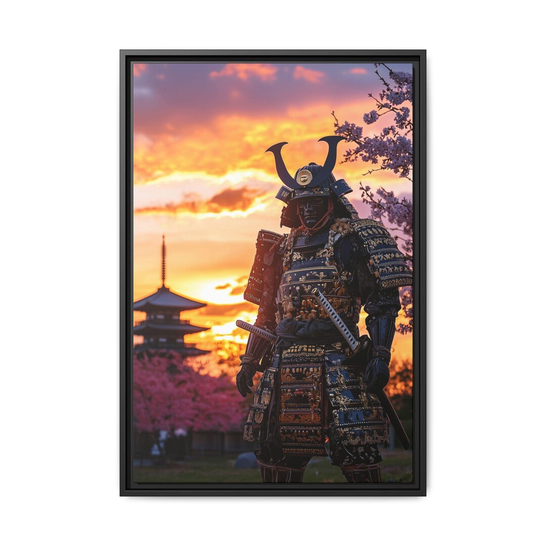 A Japanese Samurai Warrior Pictured in Front of a Beautiful Sunset Wall ...