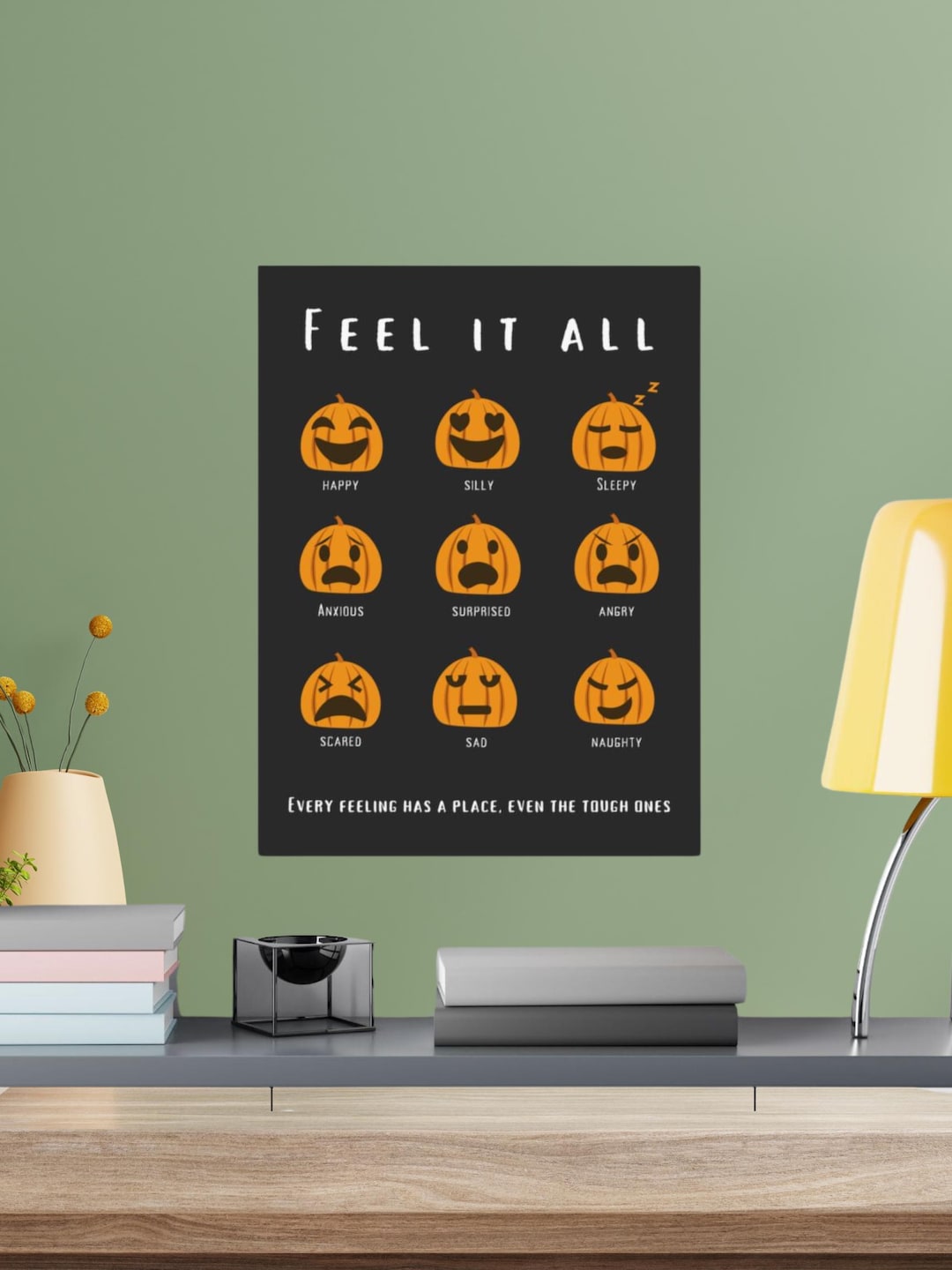 Feel It All Pumpkin Emotions Poster, Mental Health Decor, School ...