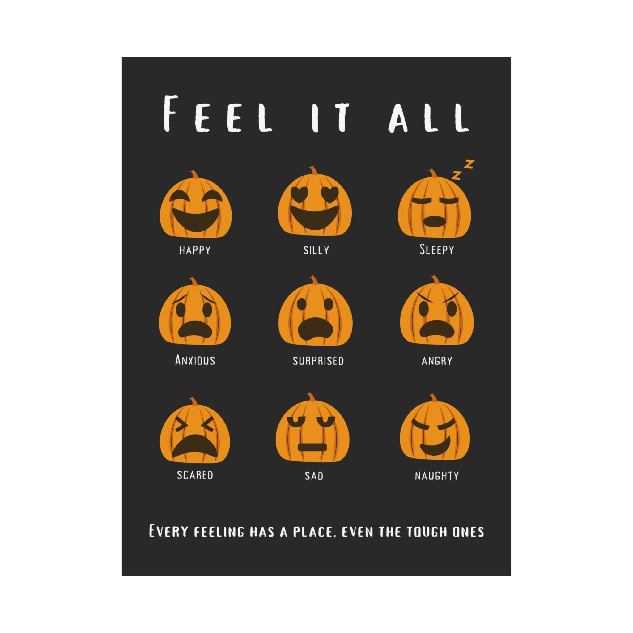 Feel It All Pumpkin Emotions Poster, Mental Health Decor, School ...