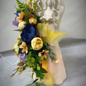 Ceramic Angel Light With Silk Floral Arrangement - Etsy