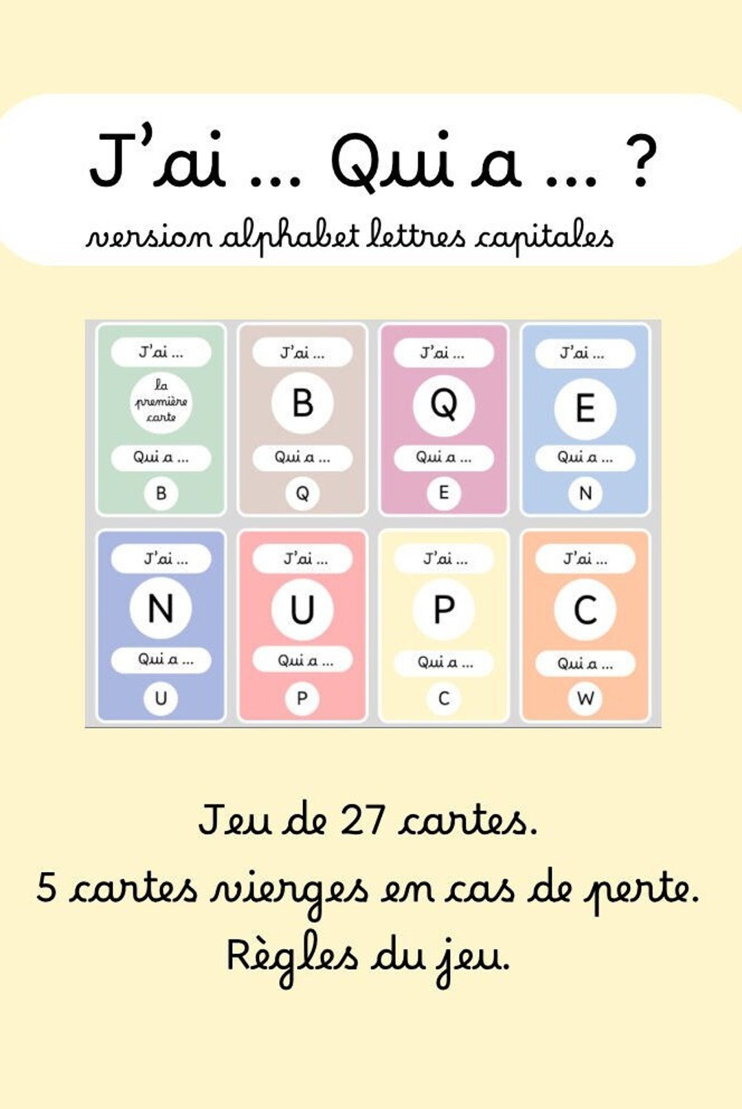 Kindergarten Game on Alphabet I Have.. Who Has - Etsy