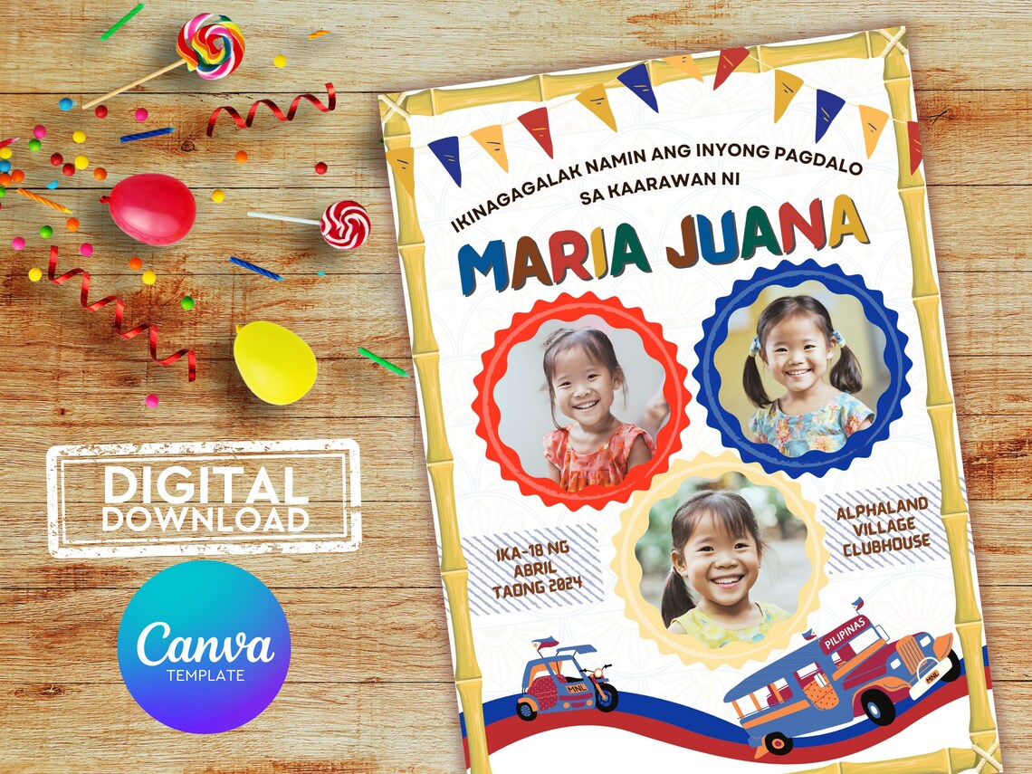 Invitation Birthday Filipino Theme Party Philippines Invite Template ...