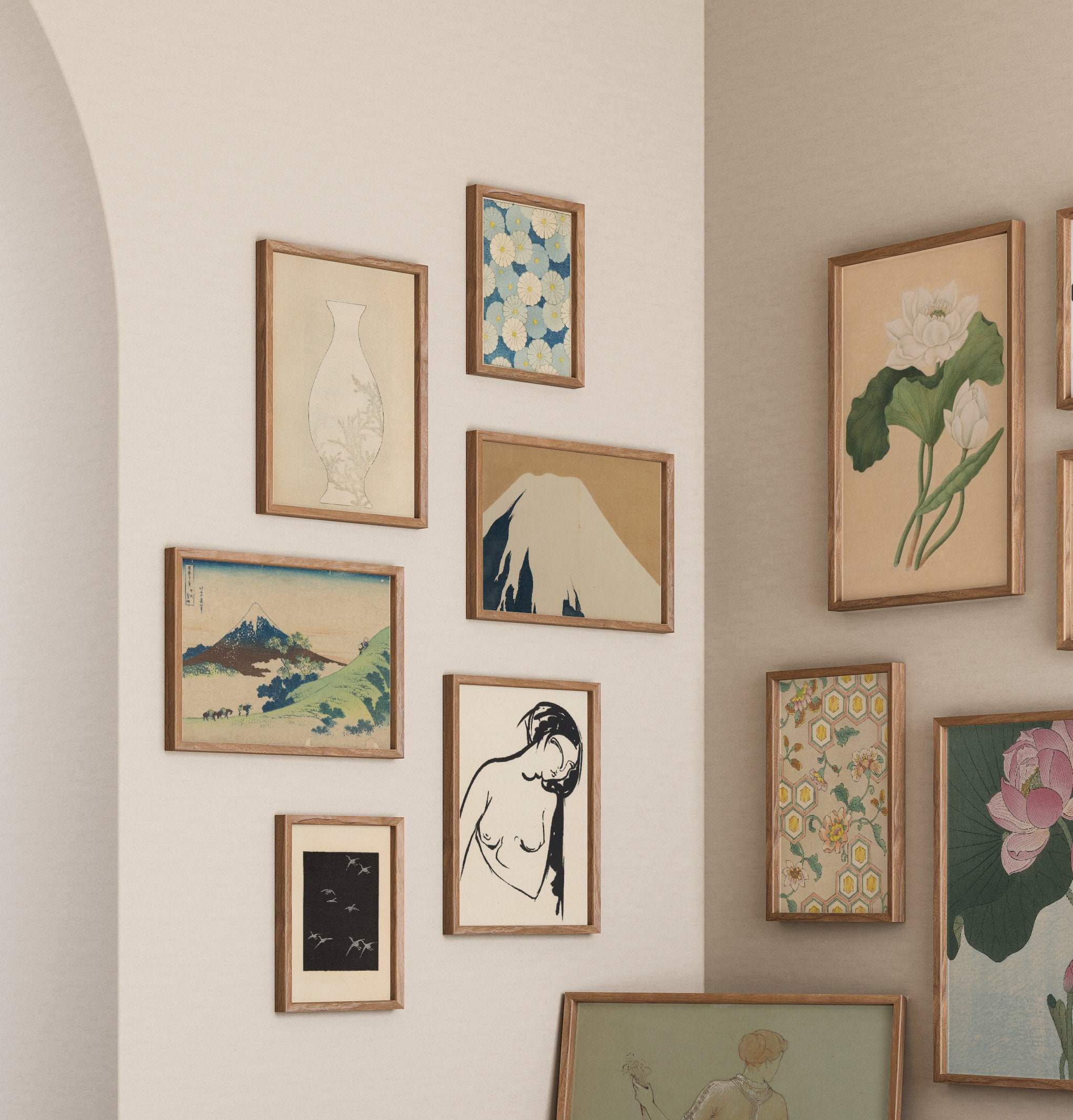 140 Japandi Vintage Gallery Wall Set Neutral Interior Japanese ...