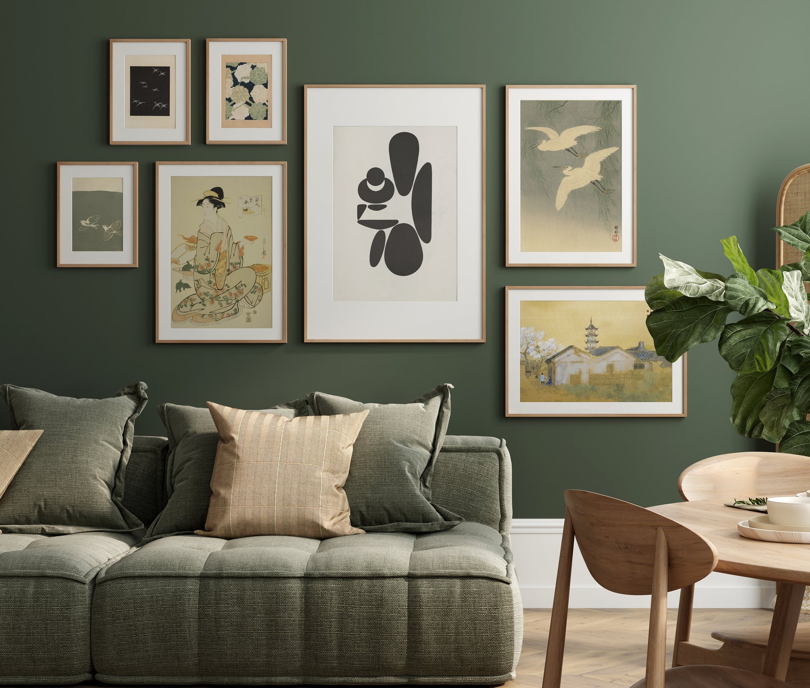 140 Japandi Vintage Gallery Wall Set Neutral Interior Japanese ...