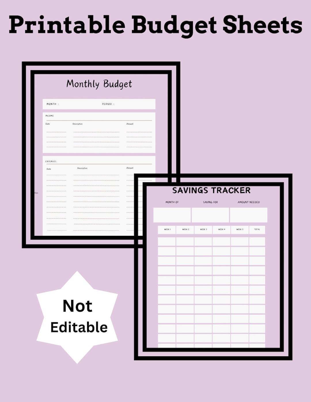 Budget & Savings Planner - Printable/ Digital Download/sheets - Etsy