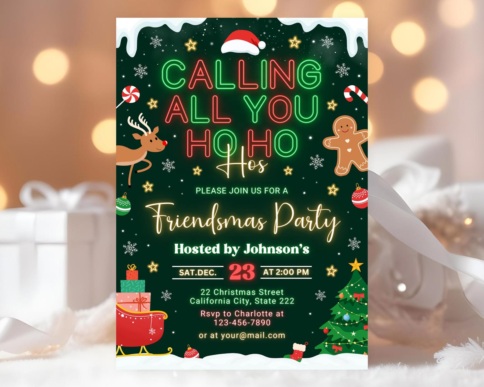 Funny Christmas Invitation, Friendsmas Party Invitation, Christmas ...