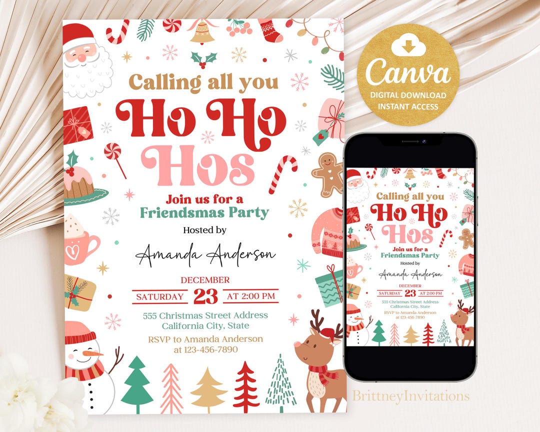 Funny Christmas Invitation, Friendsmas Party Invitation, Christmas ...