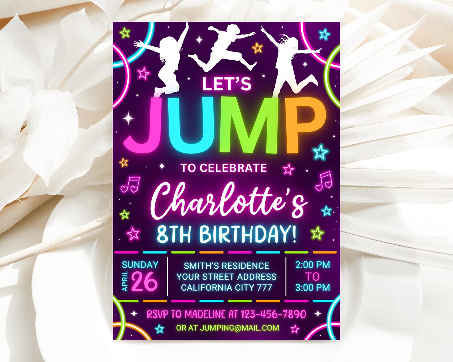 Editable Jump Party Invitation, Jump Birthday Invitation, Trampoline ...