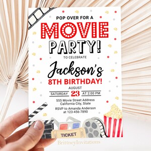 Editable Movie Birthday Invitation, Movie Invitation, Movie Party ...