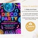 Disco Party Birthday Invitation, Neon Disco Party Invitation, Glow ...