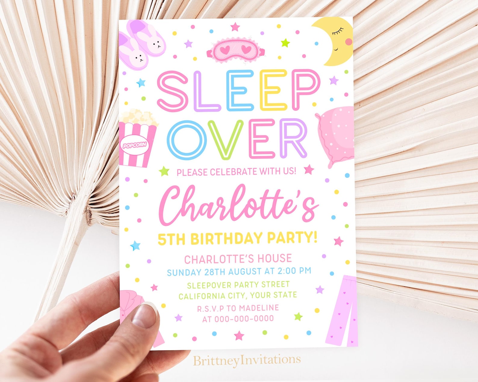 Editable Sleepover Birthday Invitation, Slumber Party Invitation ...