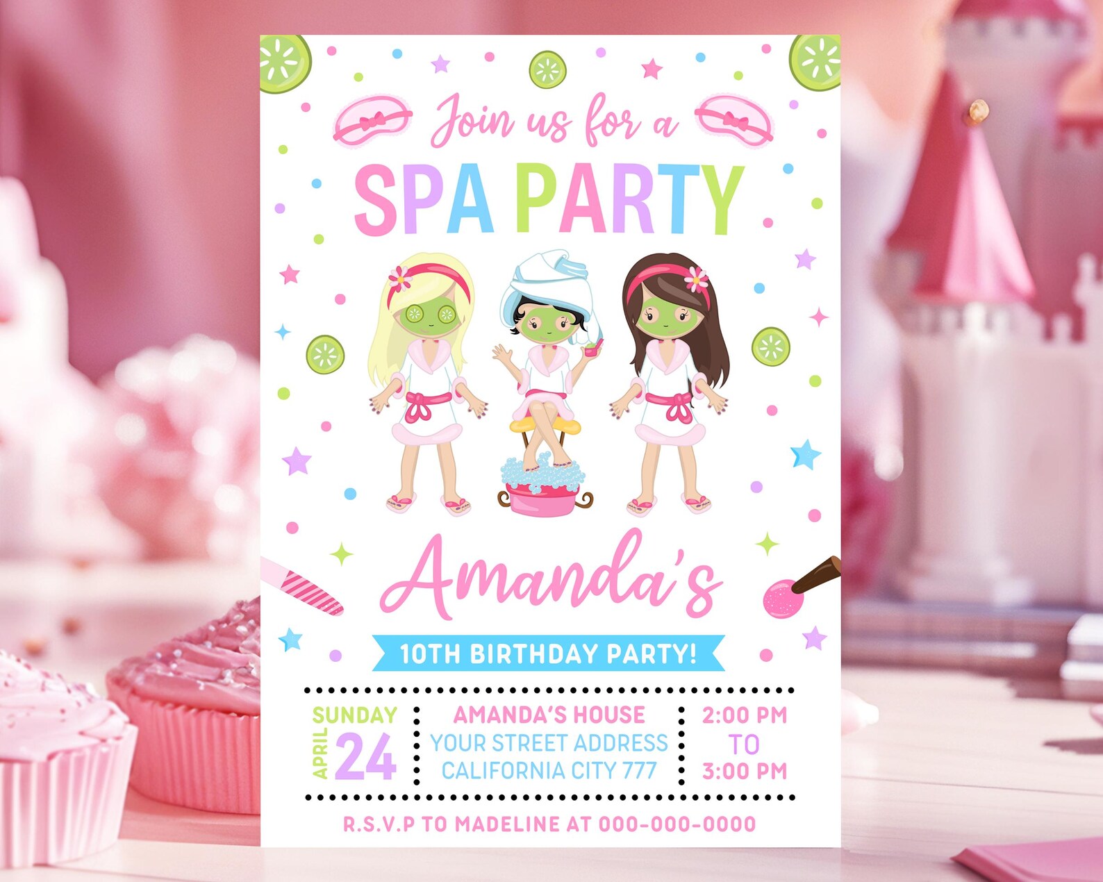 Editable Spa Party Invitation, Spa Birthday Invitation, Girl Spa ...
