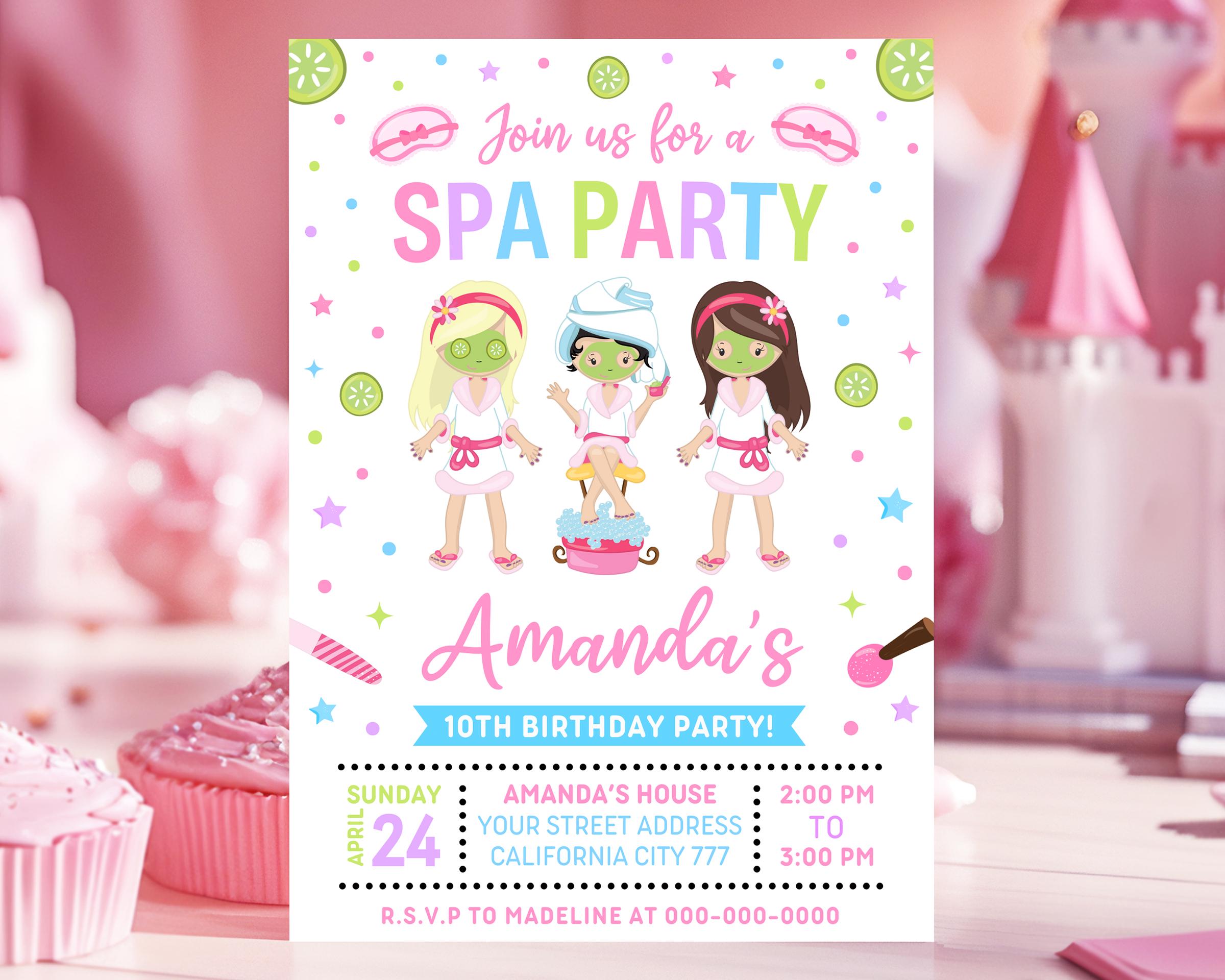 Editable Spa Party Invitation, Spa Birthday Invitation, Girl Spa ...