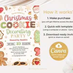 Christmas Cookie Decorating Party Invitation, Christmas Cookie Party ...