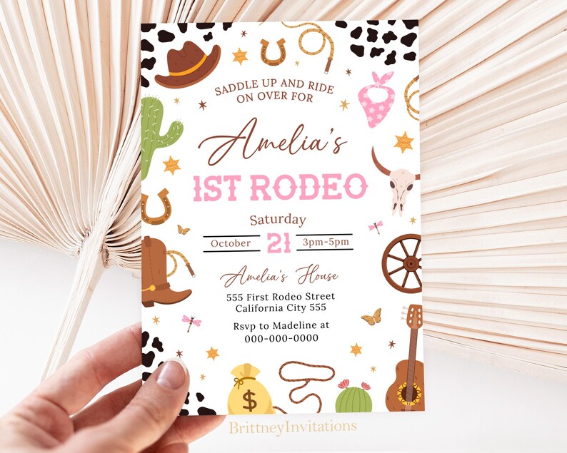 First Rodeo Invitation, Cowgirl Birthday Invitation, My 1st Rodeo ...