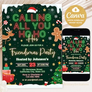Funny Christmas Invitation, Friendsmas Party Invitation, Christmas ...