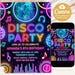 Disco Party Birthday Invitation, Neon Disco Party Invitation, Glow ...