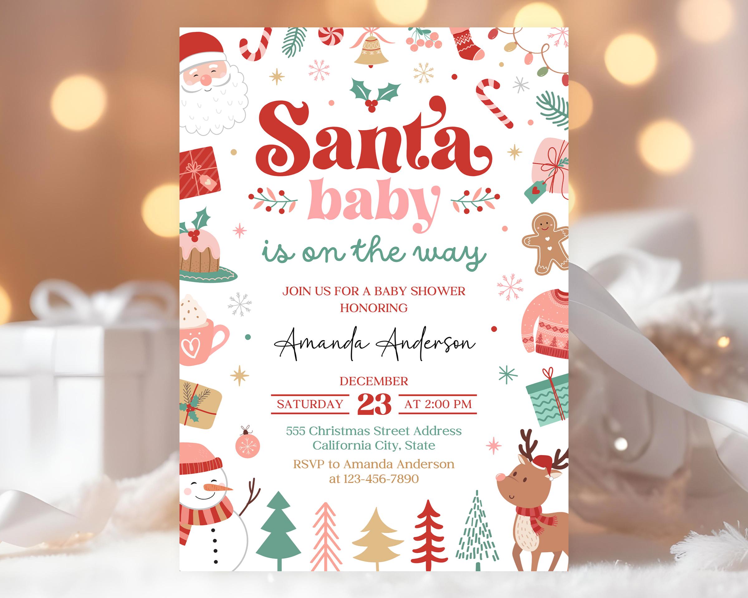 Santa Baby Shower Invitation, Santa Baby Invitation, Christmas Baby ...