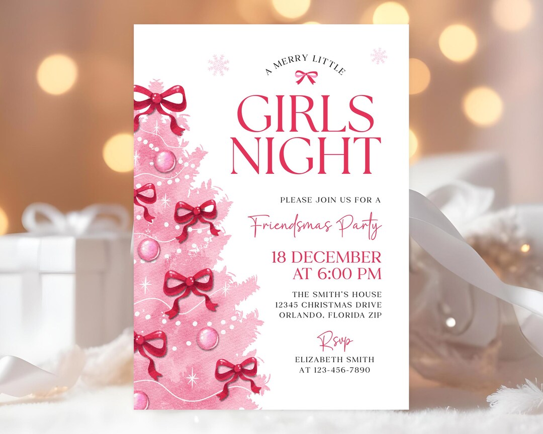 Girls Night Christmas Party Invitation, Friendsmas Party Invitation ...
