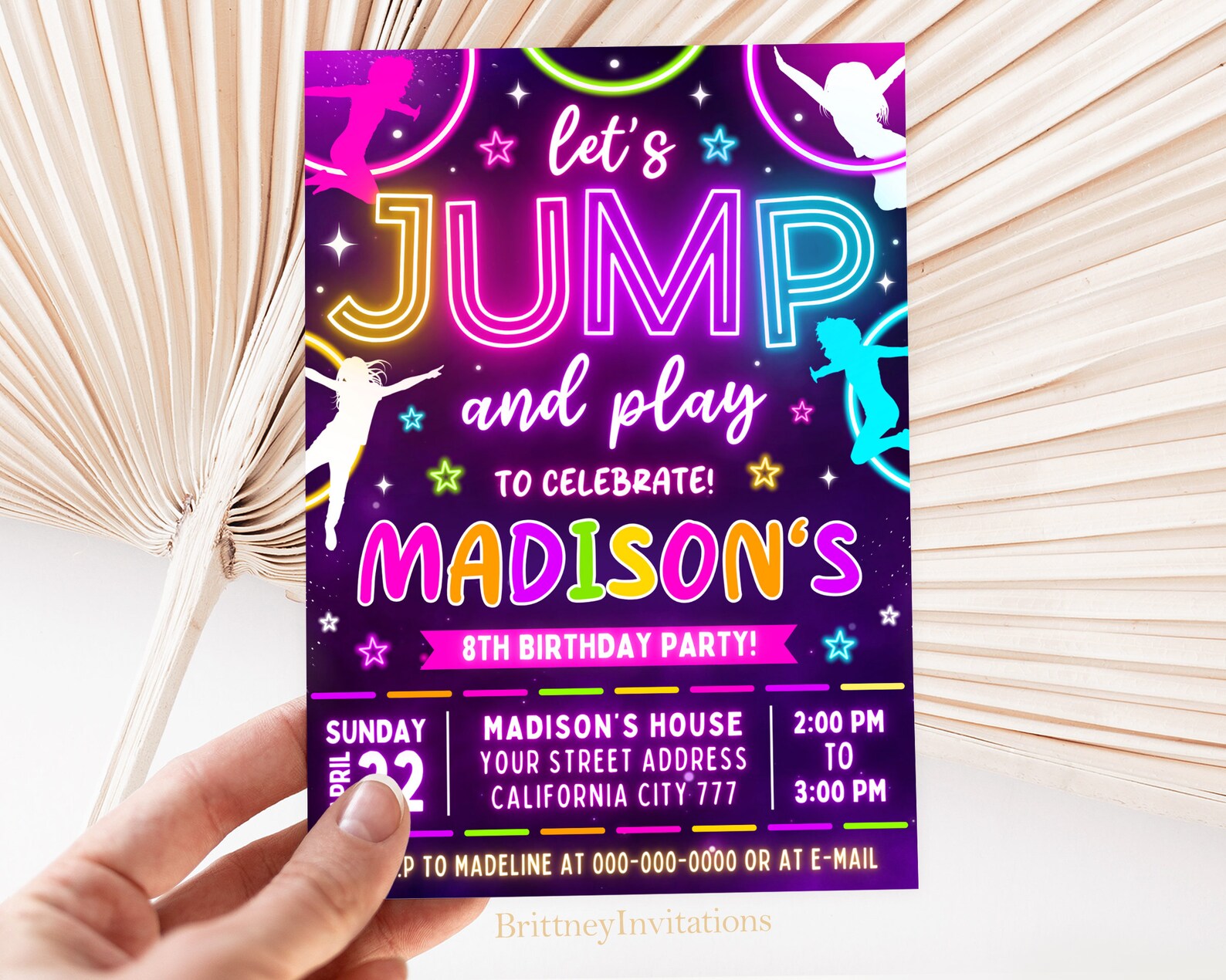 Editable Jump Birthday Invitation, Jump Invitation, Trampoline Birthday ...